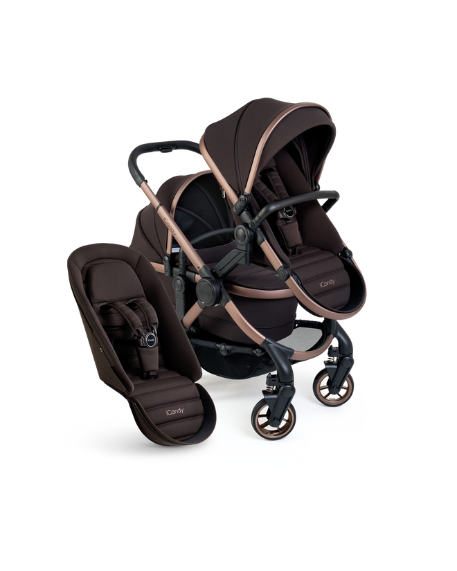 Peach 7 Pecan Pushchair & Carrycot - Double | iCandy Luxury – iCandy World