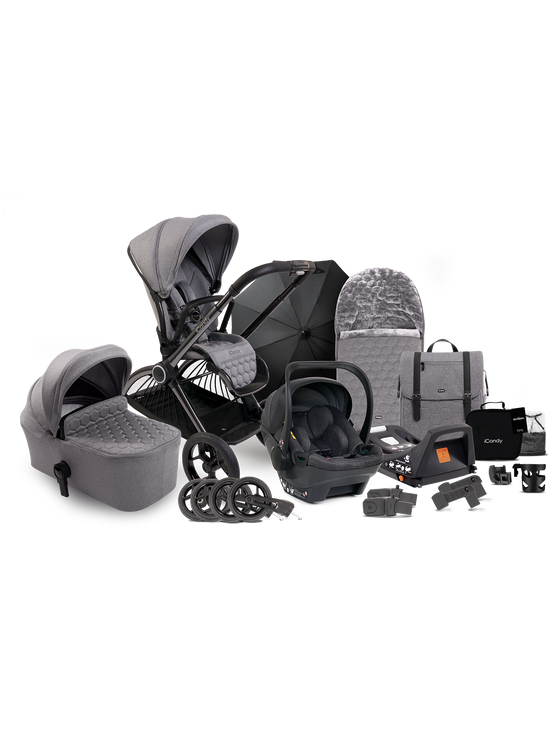 Core Light Grey Pushchair & Carrycot Car Seat Bundle – iCandy World