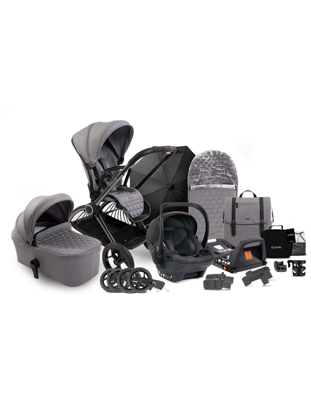 Core Light Grey Pushchair & Carrycot Car Seat Bundle – iCandy World