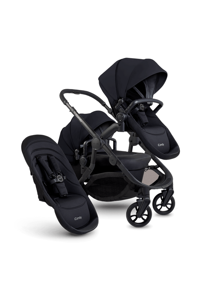 Orange 4 Double Pushchair Bundle - Black Edition | iCandy – iCandy World