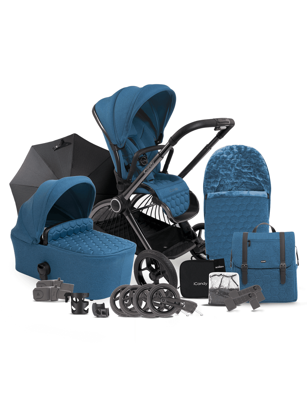 Core Pushchair & Carrycot Bundle in Atlantis Blue - iCandy – iCandy World