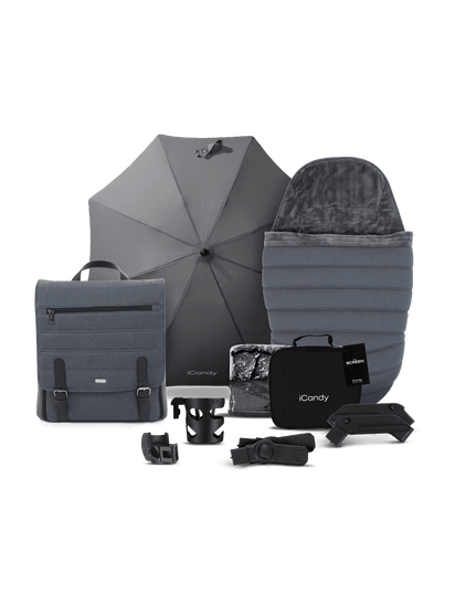 Peach 7 Dark Grey Pushchair and Carrycot - Complete Bundle – iCandy World