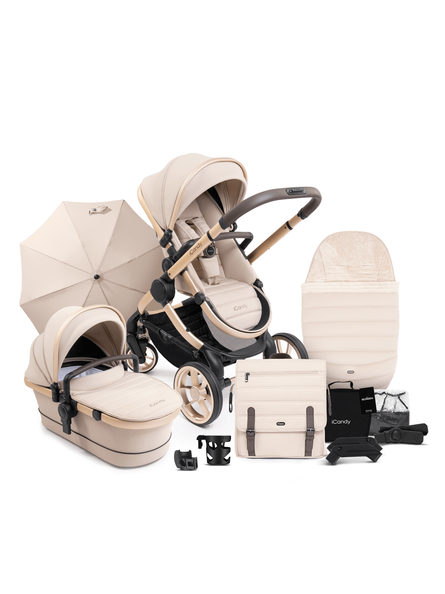 Peach 7 Pushchair & Carrycot Bundle in Biscotti – iCandy – iCandy World