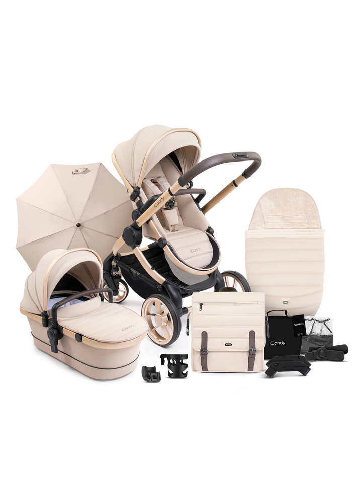 Peach 7 Pushchair & Carrycot Bundle in Biscotti – iCandy – iCandy World
