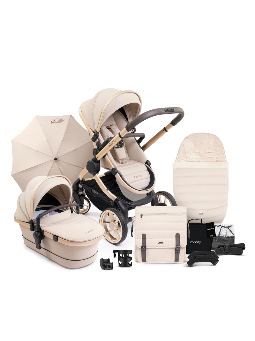 Peach 7 Pushchair & Carrycot Bundle in Biscotti – iCandy – iCandy World