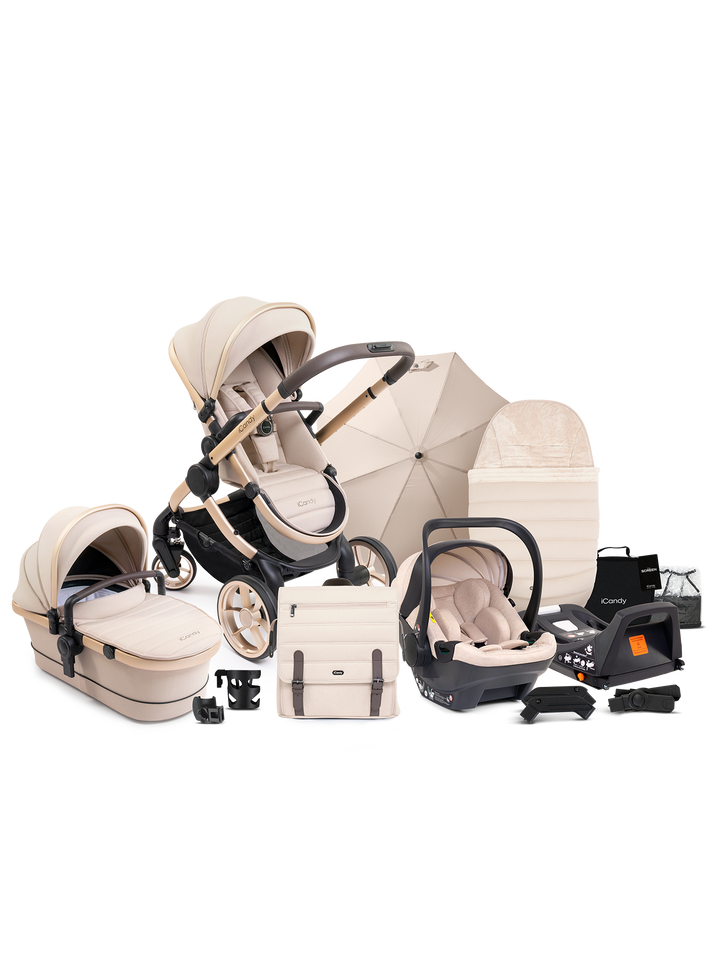 iCandy Peach 7 Pushchair and Carrycot Complete Car Seat Bundle ...
